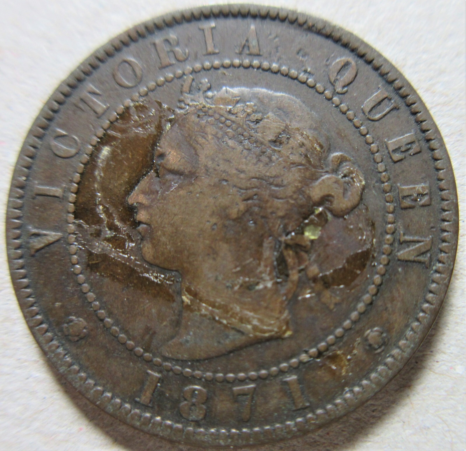 1871 Canada Prince Edward Island PEI Large Cent Coin. Penny 1p 1c (RP1 ...