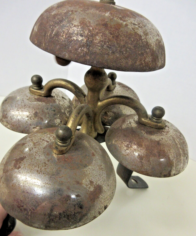 ANTIQUE Brass Horse Harness Sleigh Five 5 Bells Chimes for Hames Collar ...