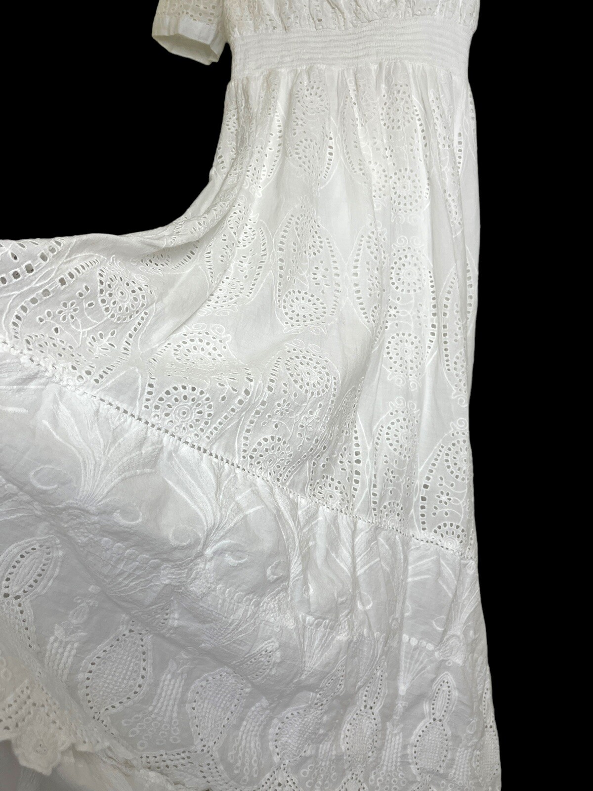 Solitaire Swim Womens Dress Large Boho White Eyelet Hi Low Beach ...