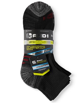 AND1® Men's Pro Platinum Quarter Socks 6-Pack " FRESH~HIGH PERFORMANCE ...