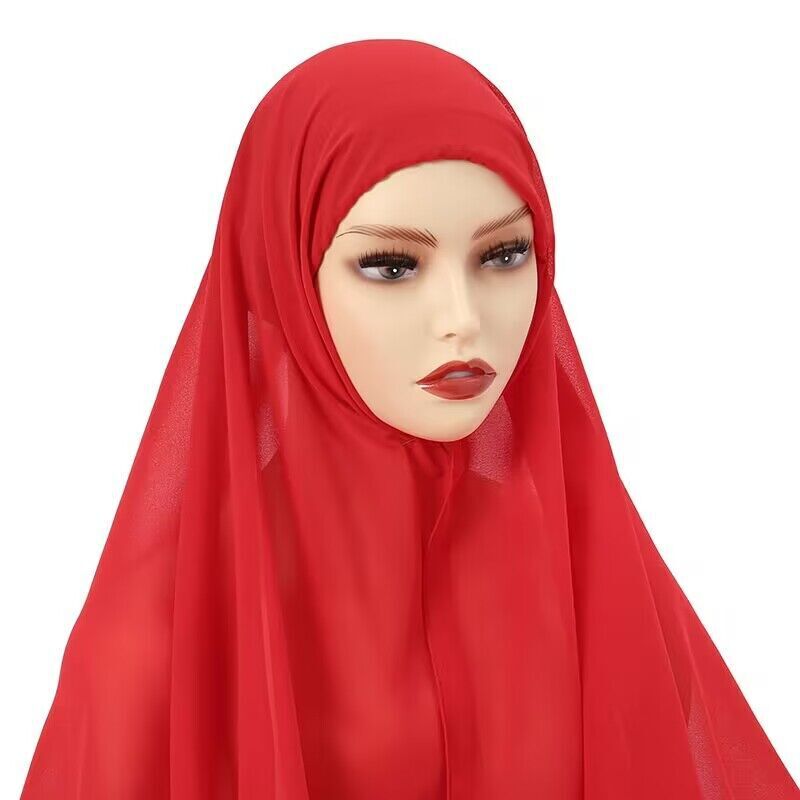Chiffon Hijab With Cap Bonnet Instant Chiffon Hijab Shawl Head Scarf ...