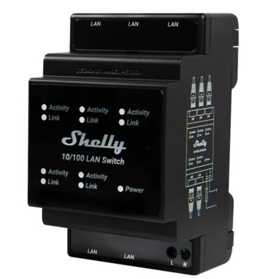 Shelly LAN Switch 5x Port 10/100 Mbit RJ45 Ethernet LAN auf Hutschiene ...