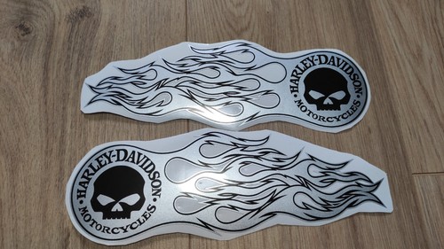 Harley - Davidson silver black skull flame tank decal sticker kit 9 ...