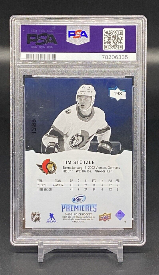 TIM STUTZLE 2020-21 UD Ice Premieres /99 PSA 10 Rookie RC | eBay