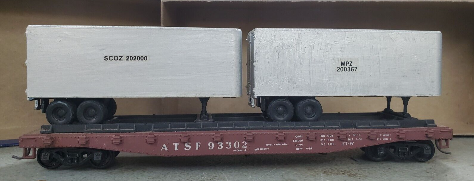 Athearn Flat Car 93302 with 2 Trailers repainted Silver w/KDs AFTB15 ...