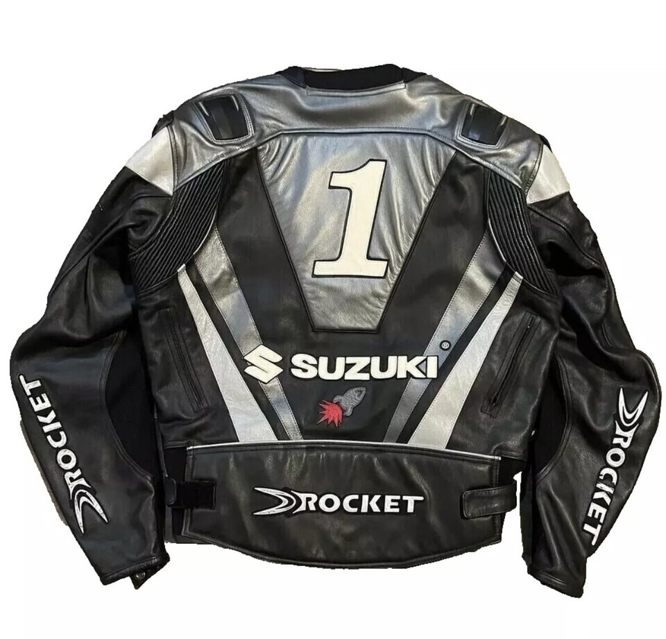 BLACK YOSHIMURA SUZUKI LEATHER RACING JACKET ARMOR PROTECTED CE ...