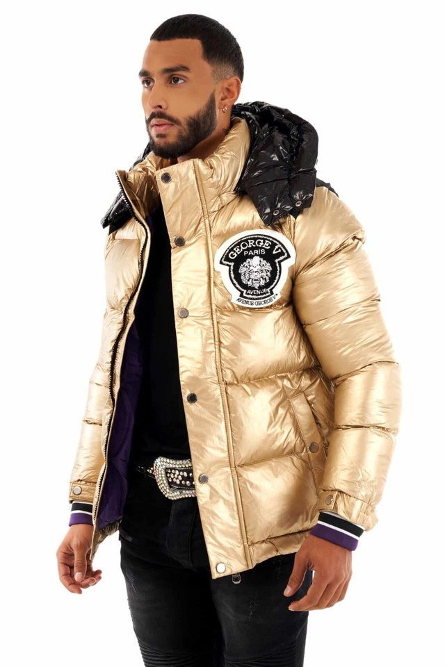 Avenue George V Paris Men's Gold Puffer With Hood Winter Warm Coat | eBay