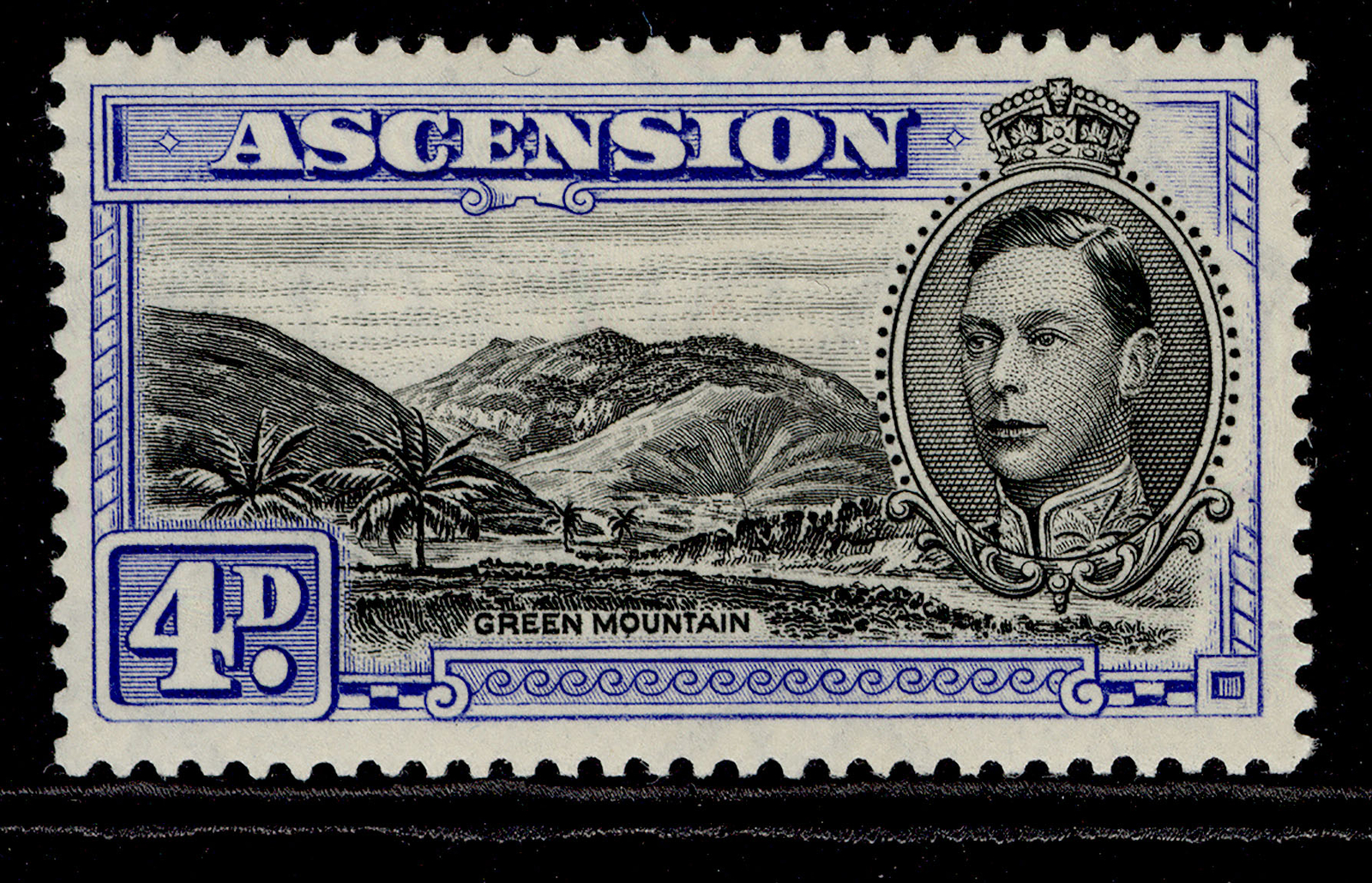 ASCENSION GVI SG42c, 4d black & ultramaine, M MINT. Cat £17. PERF 13½ ...