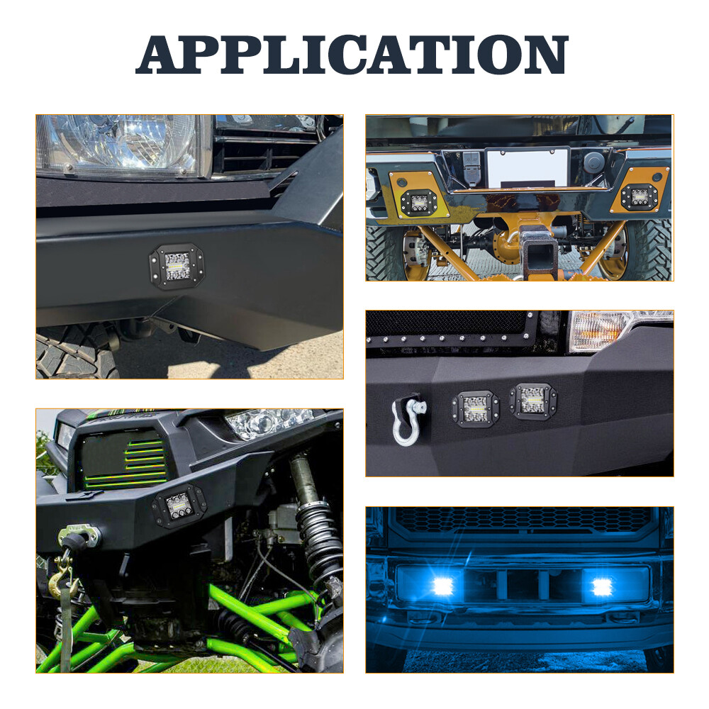 2x 5" RGB Flush Mount LED Pods Spot Flood Light Bar Rear Reverse Pods ...