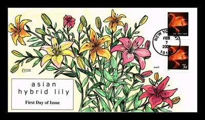 DR JIM STAMPS US COVER ASIAN HYBRID LILY FDC COMBO COLLINS HAND PAINTED ...