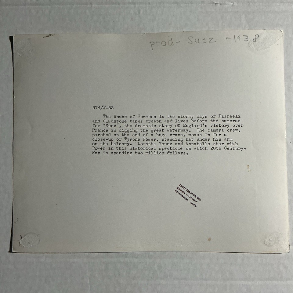 Suez Fox Production Shot Tyrone Power Camera Crane Orig 1938 8x10 Photo ...