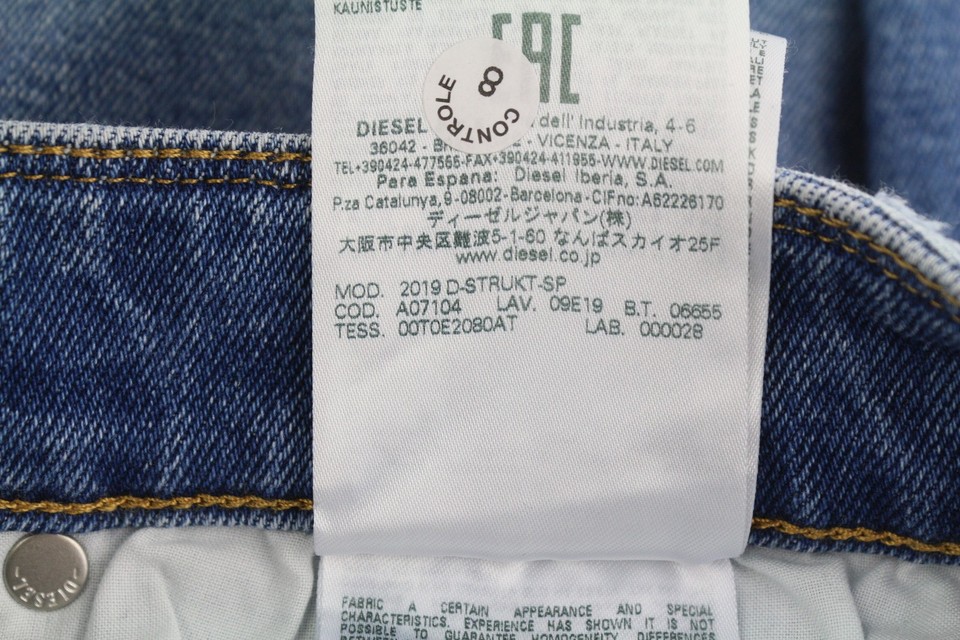DIESEL 2019 D-Strukt-Sp 09E19 Men Jeans W30/L32 Blue Faded Washed Slim Fit Zip | eBay