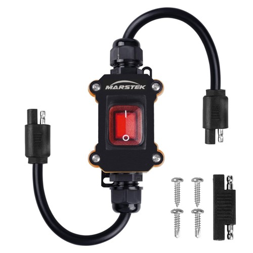 12V Inline Power Switch, IP67 Waterproof SAE to SAE Cable with On/Off ...