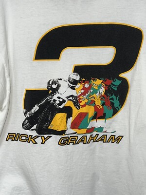 VTG Ricky Graham #3 Tee Shirt Sz M White Racing Flat Track Rare HTF EUC ...