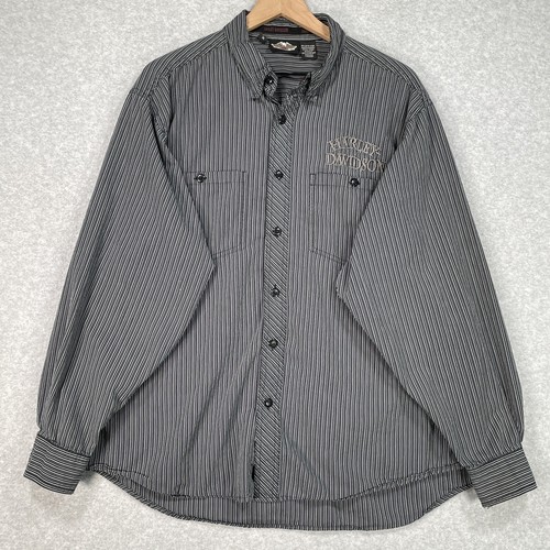 Vintage Harley Davidson Shirt XL Black Striped Motorcycle Biker Y2K ...