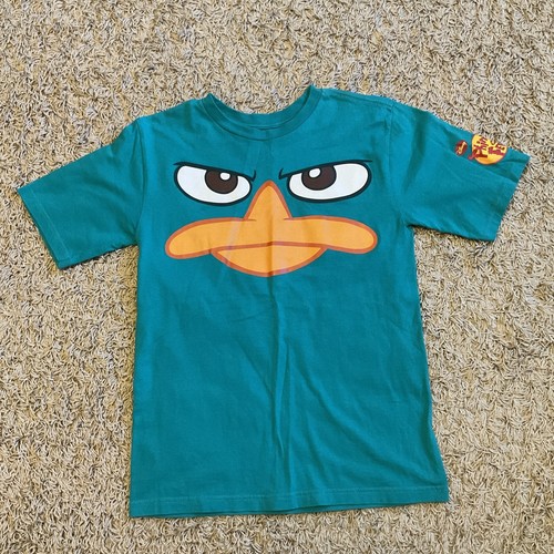Disney Store Phineas & Ferb PERRY PLATYPUS Teal Blue T-Shirt L (10-12 ...