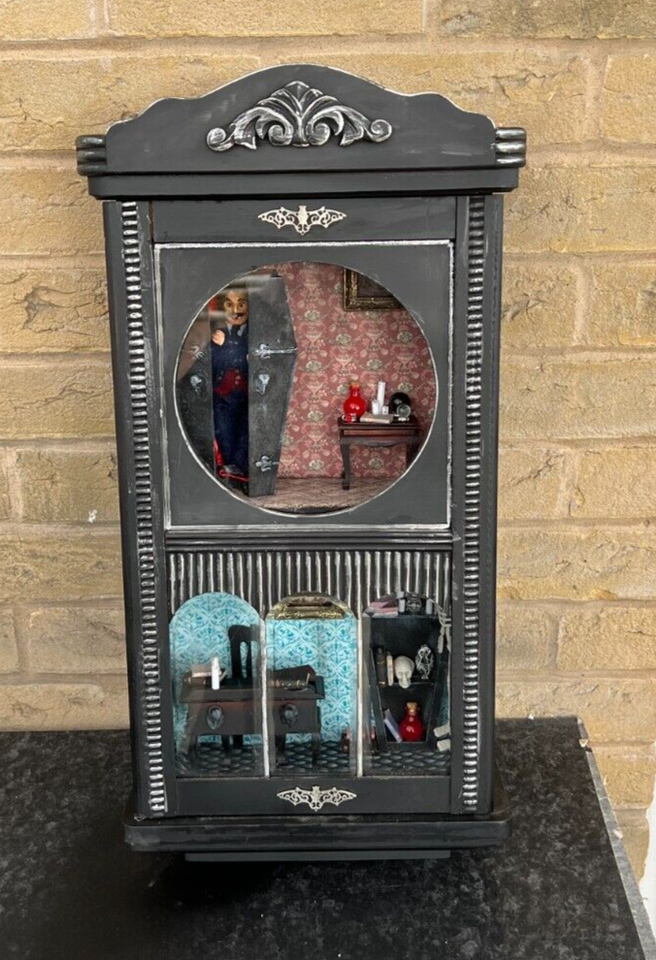 OOAK Unique 1/12 Dolls House Miniature Gothic Black wall clock Vampires ...