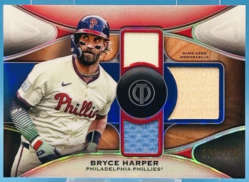 2025 Topps Tribute Bryce Harper Tribute Triple Relic Blue /150 Phillies ...