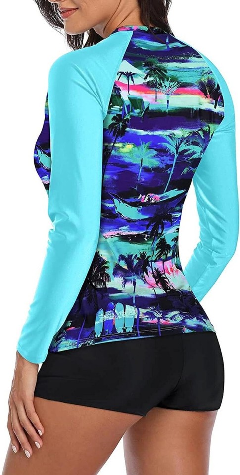 Daci Women Two Piece Rash Guard Long Sleeve Swimsuits UV UPF 50 ...