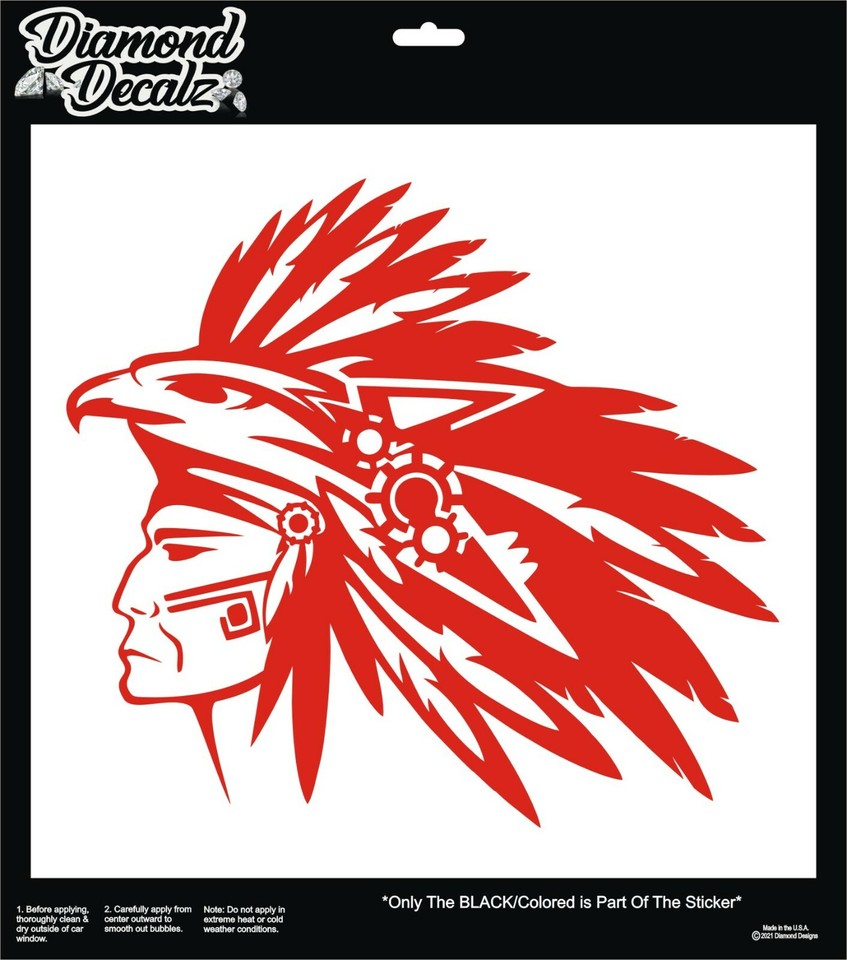 Native American Indian Head Warrior Design Vinyl Decal Sticker Car ...
