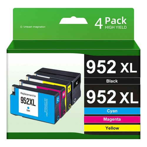 4 Pack 952XL 952 XL Black Color Ink For HP OfficeJet Pro 8710 7740 8715 ...