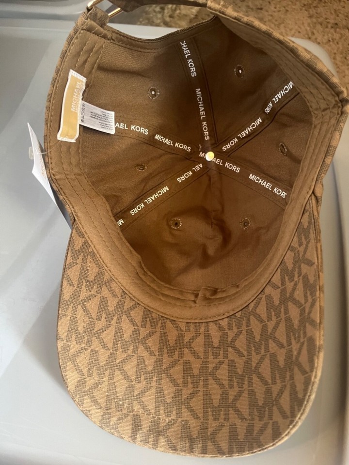 Michael Kors Monogram MK Logo Brown Baseball Cap Hat Adjustable Printed ...
