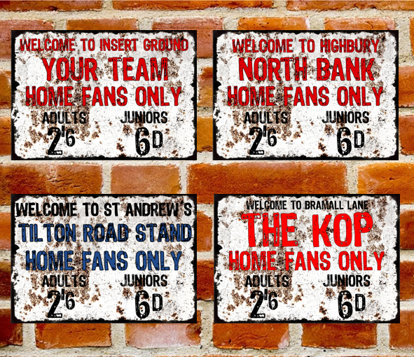 CREATE YOUR OWN! Retro Vintage Football Turnstile Metal Sign Any Club ...