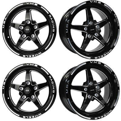 VMS Drag Pack 5 Spoke V-Star Wheels 17x9 & 15x3.5 5X114.3 35 ET (5x4.5 ...