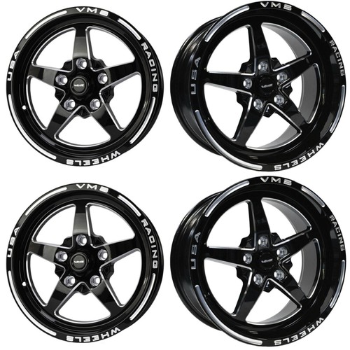 VMS Drag Pack 5 Spoke V-Star Wheels 17x9 & 15x3.5 5X114.3 35 ET (5x4.5 ...