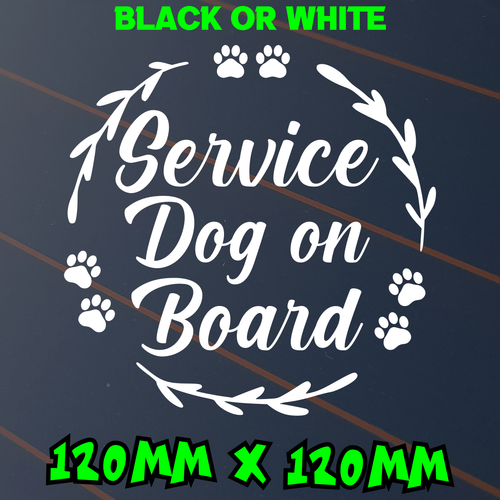 Service Dog On Board Sticker Car Decal Window Puppy Animal Paws Pet ...
