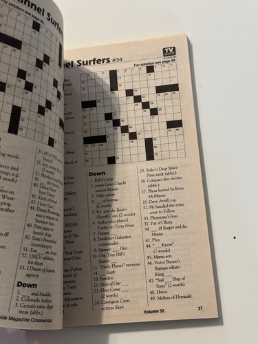 TV Guide Magazine Crossword Puzzle (volume 52). | eBay