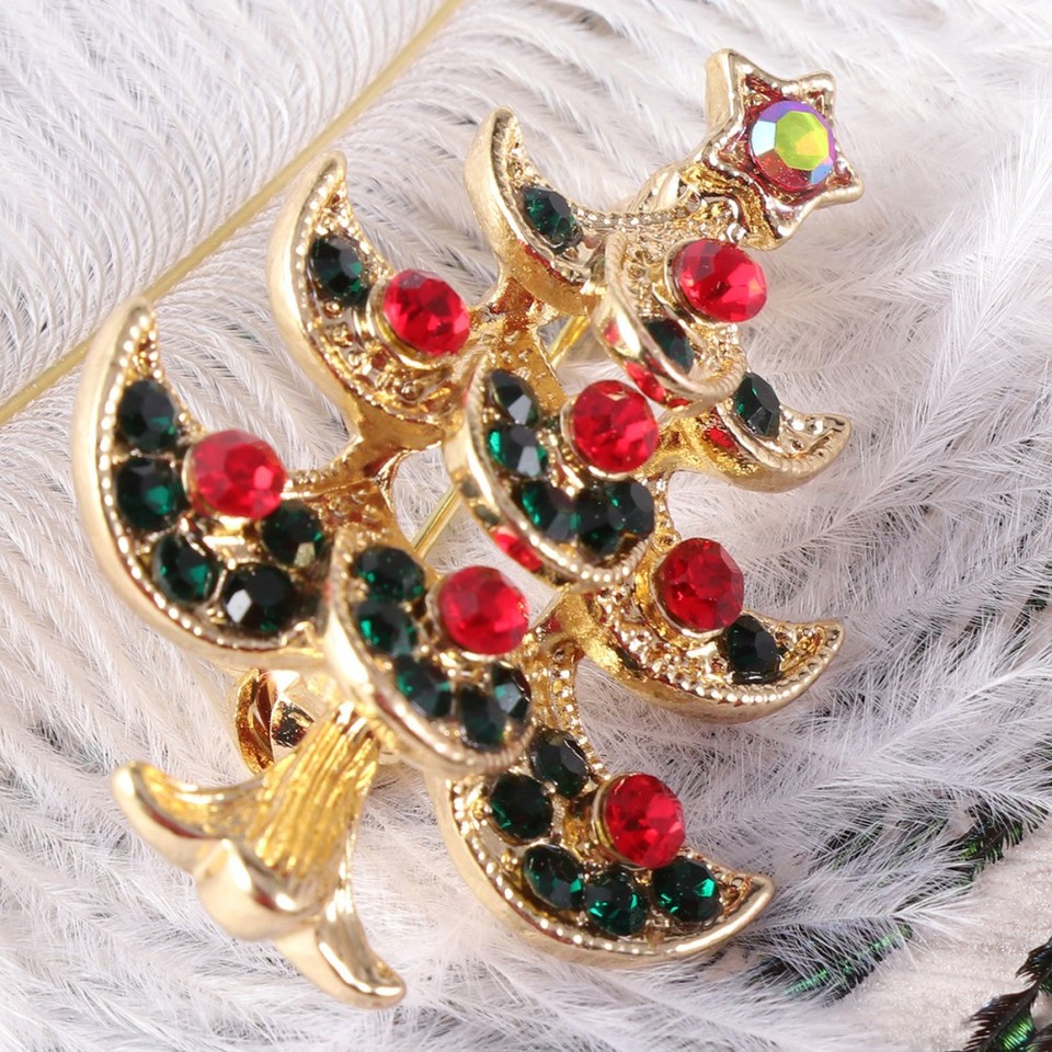 Christmas Brooch Xmas Crystal Rhinestone Brooch Pin Breastpin Party ...