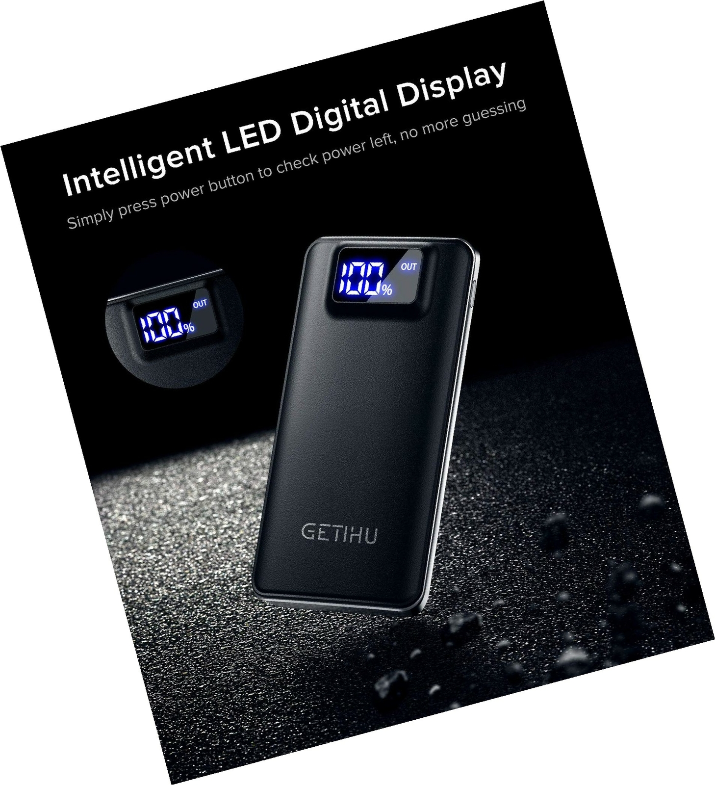 GETIHU Portable Charger LED Display 10000mah Power Bank 4.8a 2 USB ...