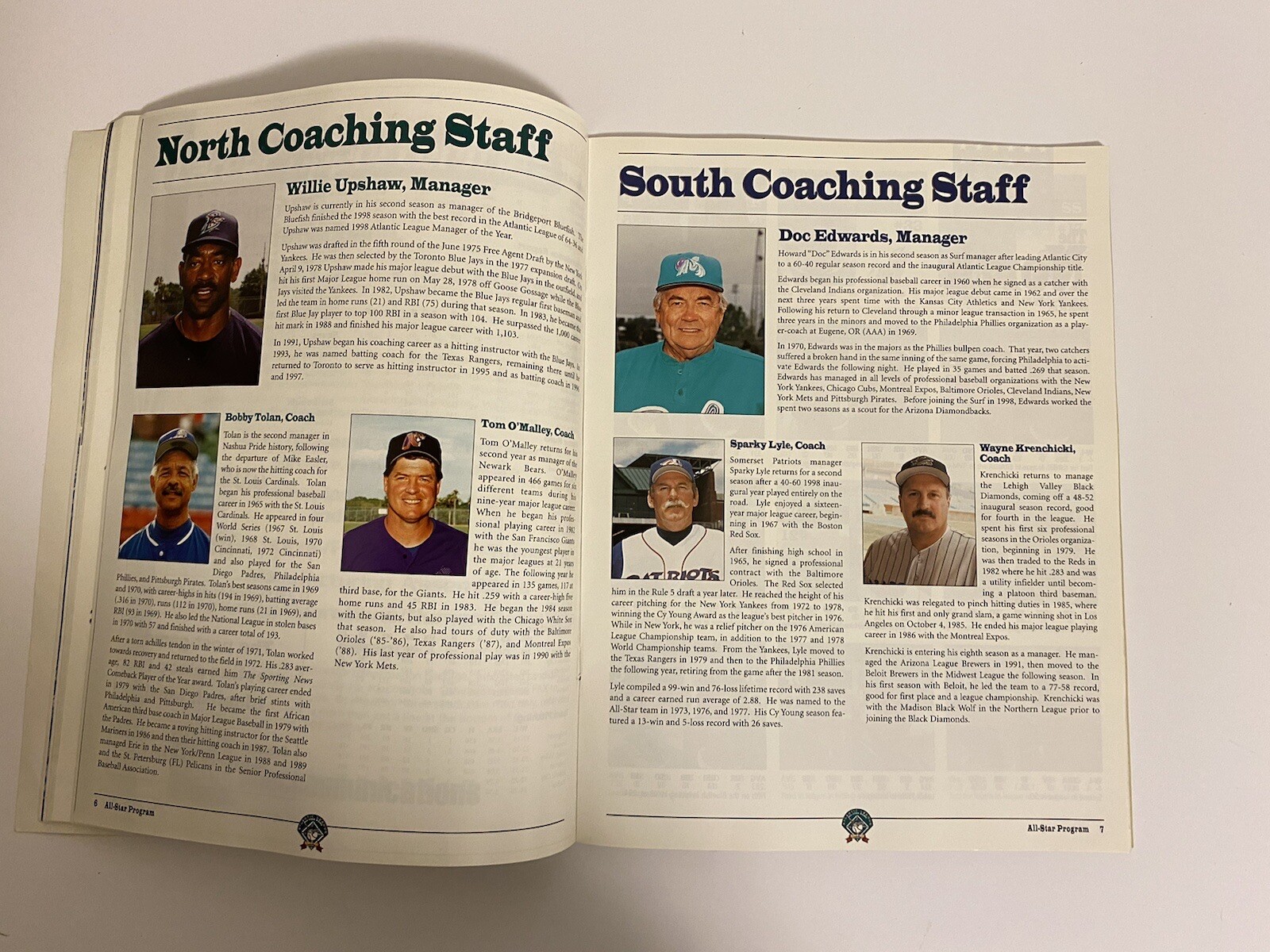 1999 Bridgeport Bluefish Special All-Star Program Atlantic League ...