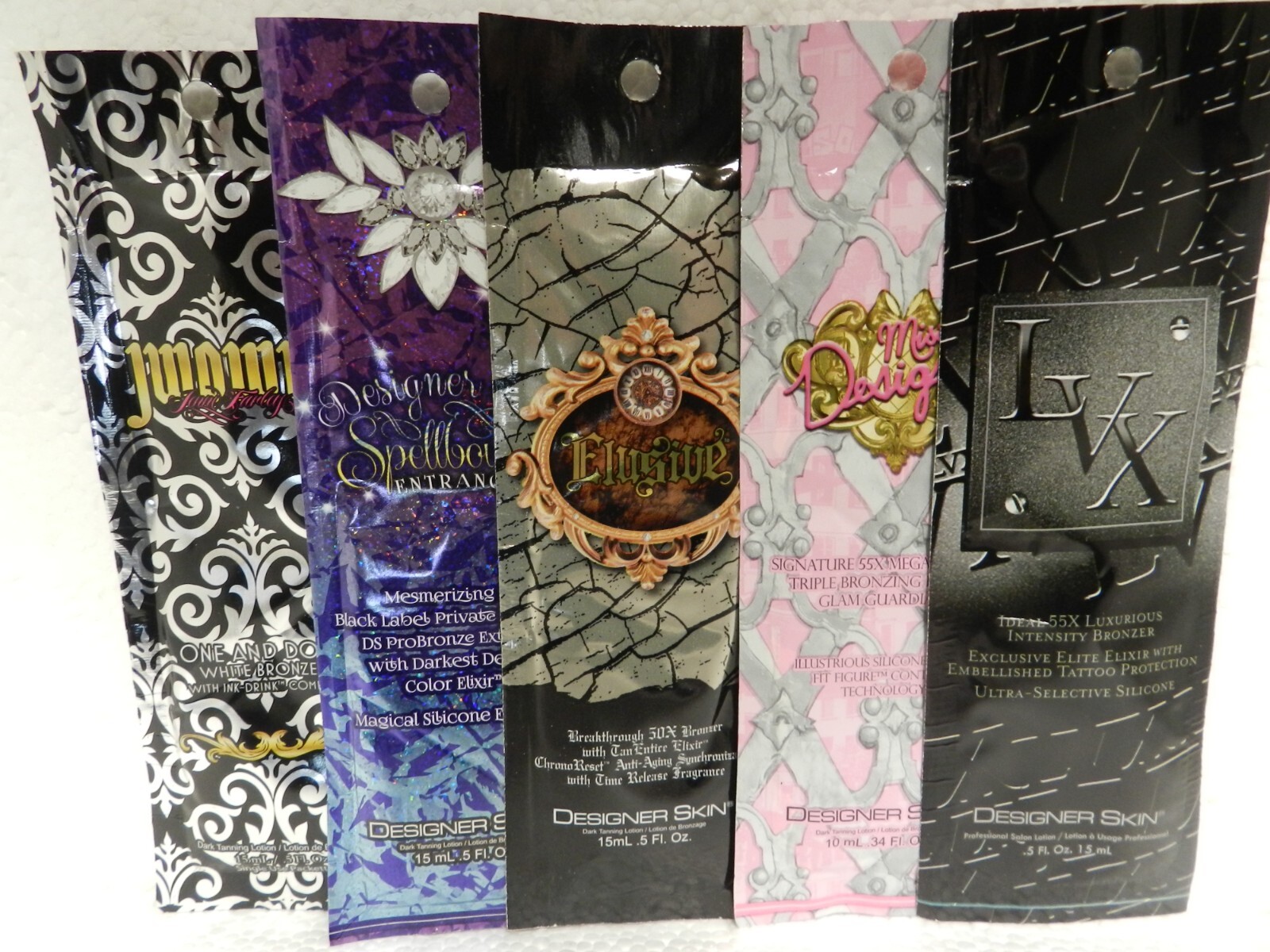 VARIETY PACKS LVX MISS DESIGNER SKIN ELUSIVE SPELLBOUND & JWOWW TANNING ...