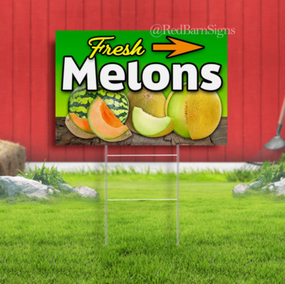 Fresh Melons arrow Yard Sign with Metal Stakes | eBay