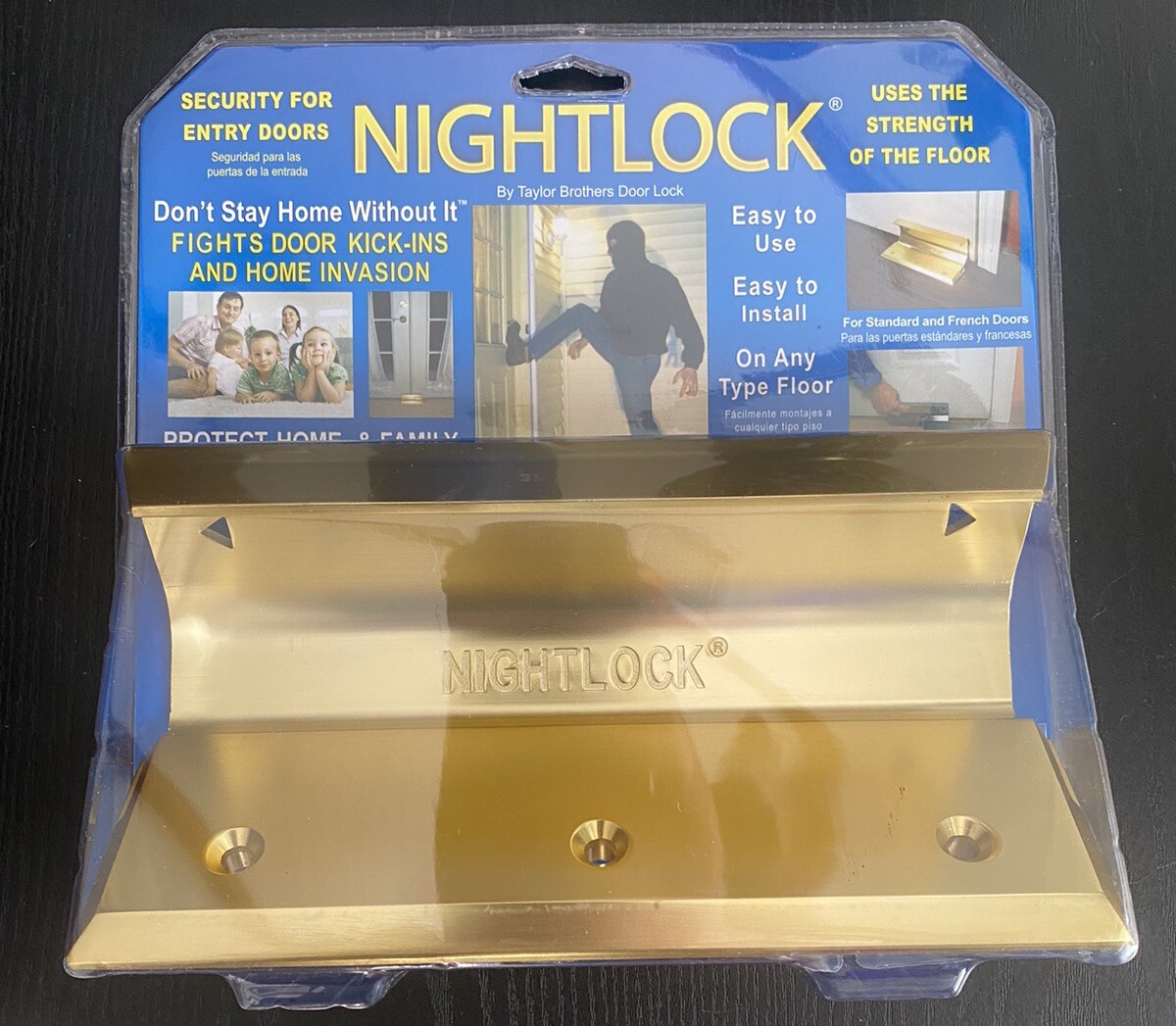 NEW Door Barricade NIGHTLOCK Security Lock BRIGHT BRASS FINISH | eBay