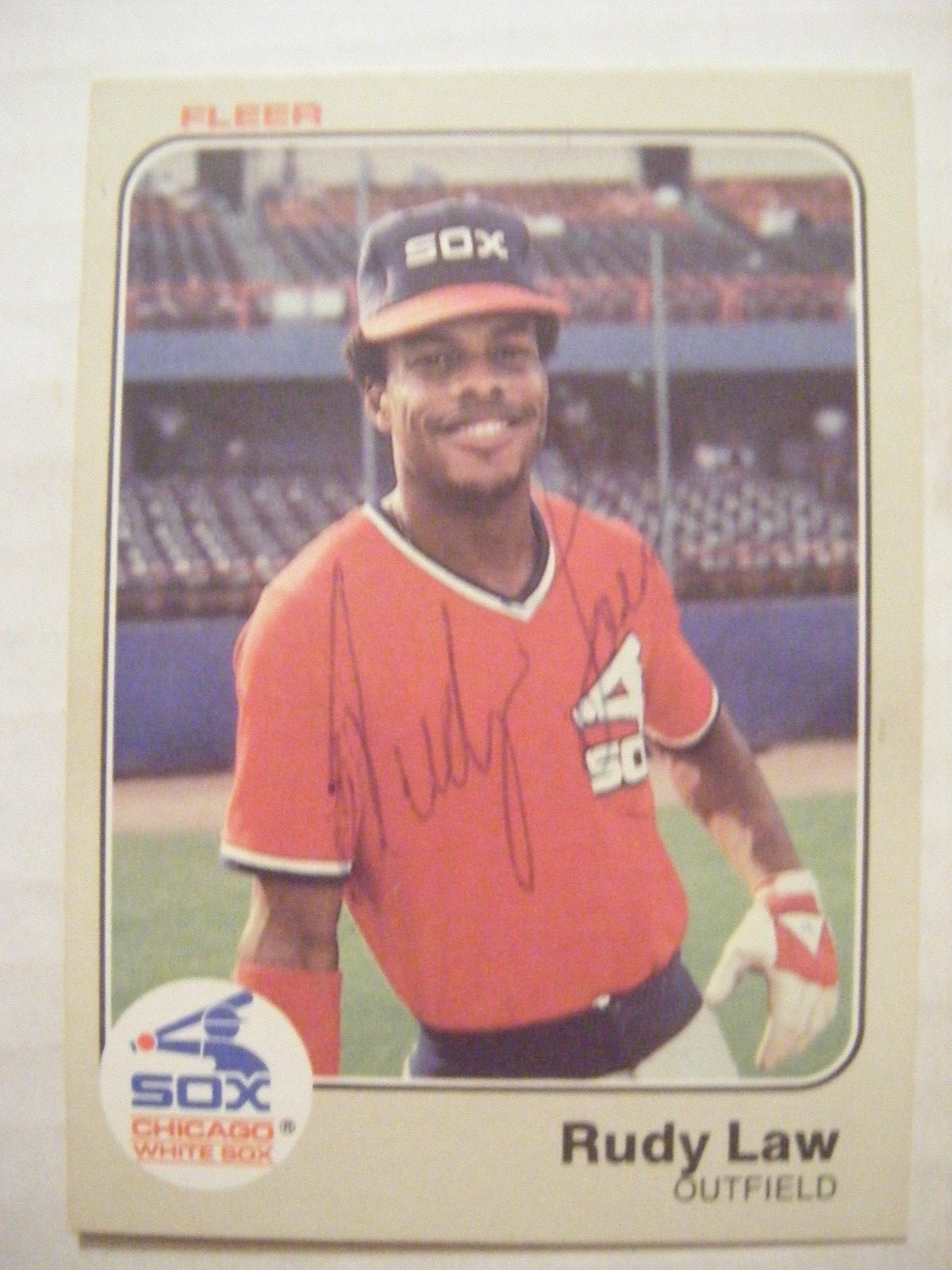 RUDY LAW signed WHITE SOX 1983 Fleer baseball card AUTO DODGERS ROYALS ...