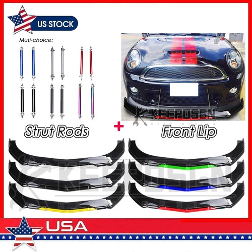 Glossy Chin Front Bumper Lip Spoiler Splitter Rods for Mini Cooper r53 ...