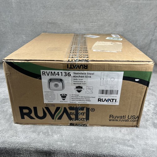 Ruvati RVM4136 Parmi 13" Undermount Single Basin 16 Gauge - Stainless ...