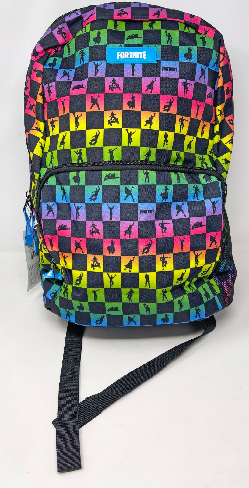 Fortnite Emote Multicolored Checkers 18” School Hiking Backpack w Mesh ...