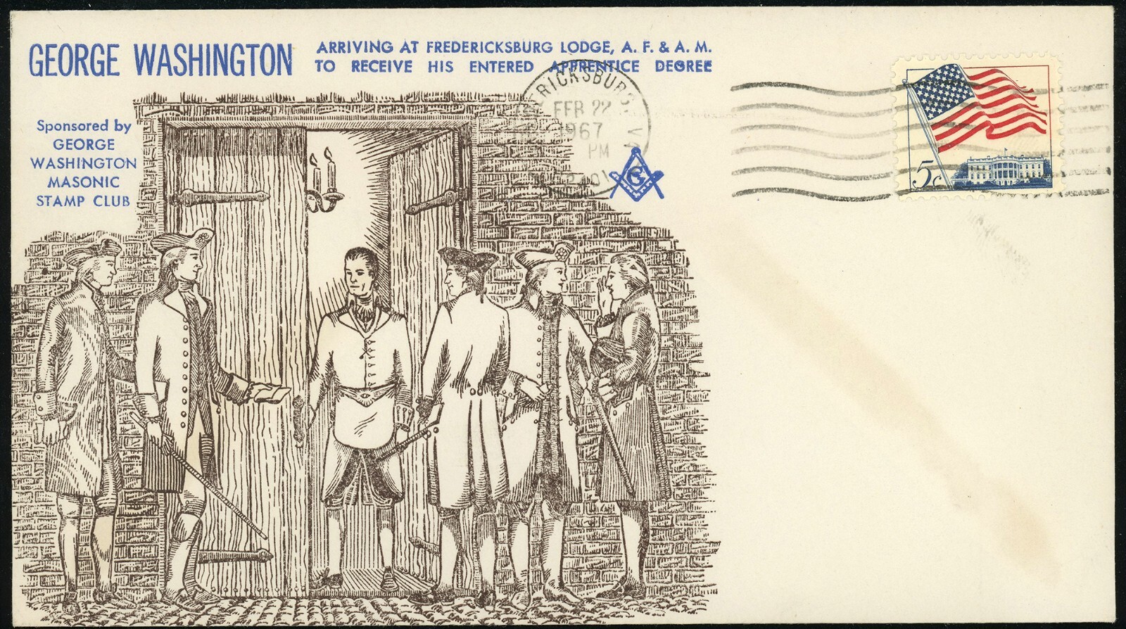 George Washington Fredericksburg Lodge Apprentice Degree Masonic Stamp ...