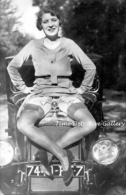 Leggy Flapper Posed on a Car Hood, Photo by Jacques Biederer - 1920s ...