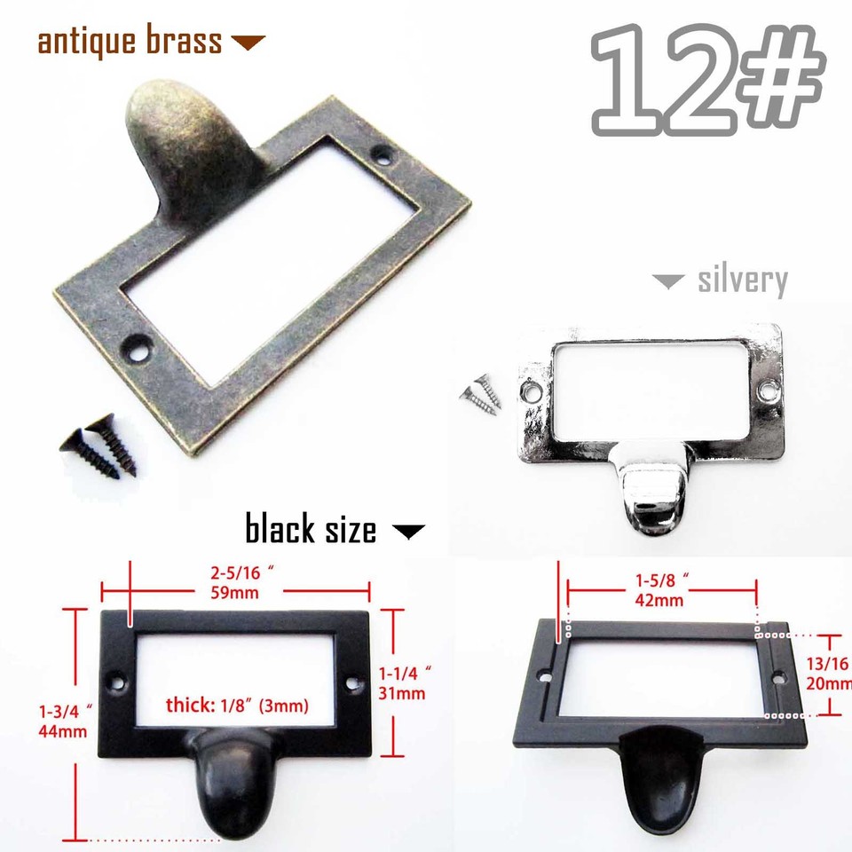 6/12/48pcs Cabinet Drawer Door Tag Label Pull Frame Handle File Name ...