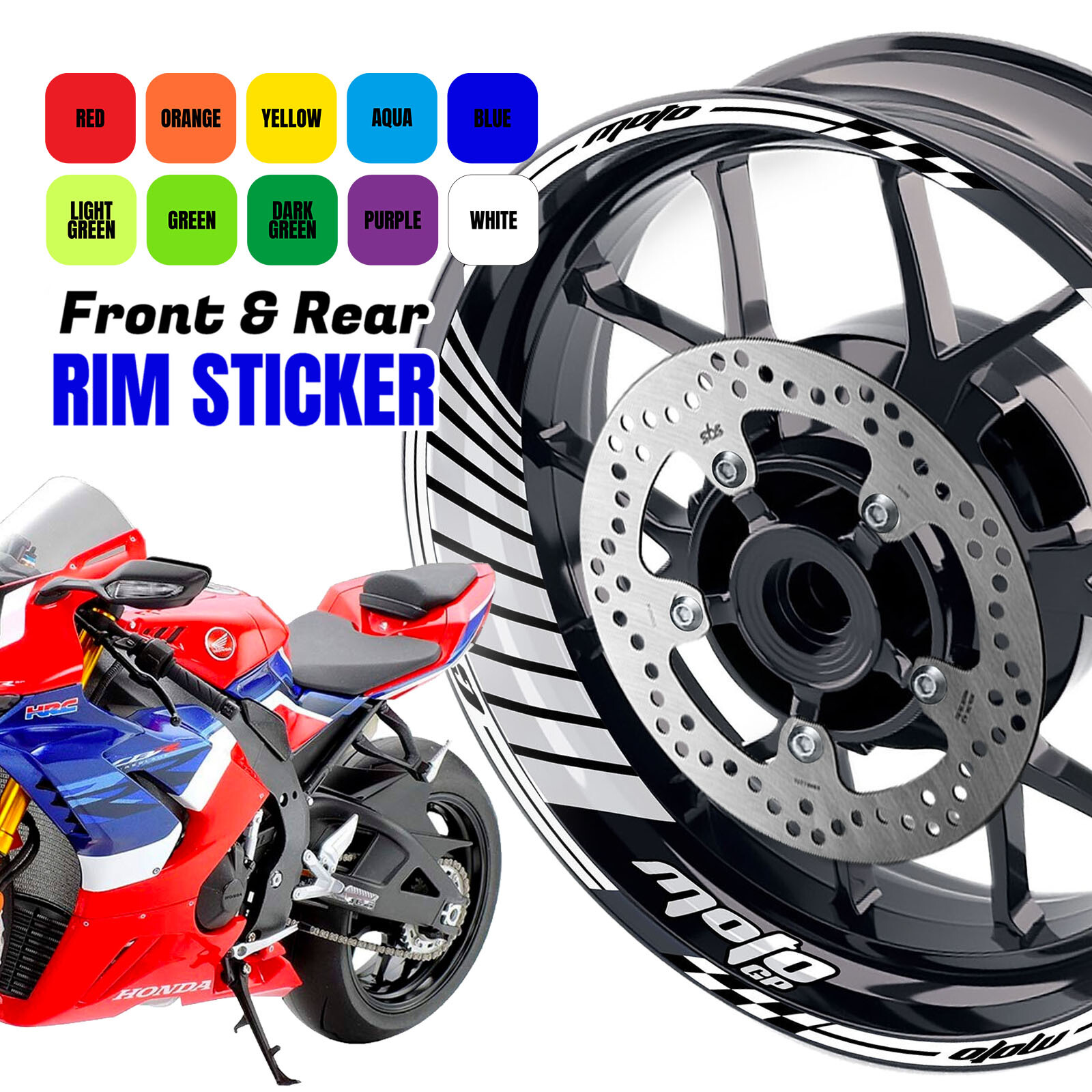 AA02 17 inch Wheel Rim Sticker Stripe For Honda CBR1000RR-R Fireblade ...