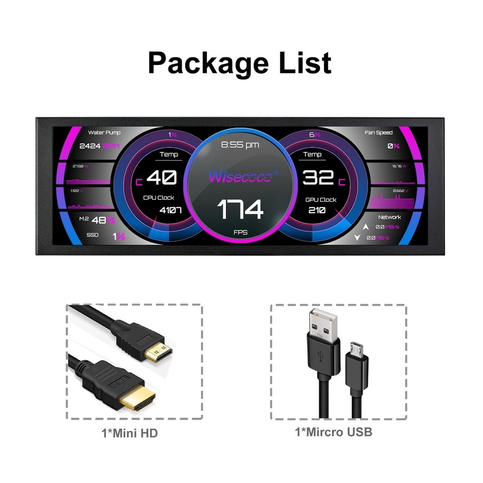 7.84 Inch Secondary Screen Stretched Bar LCD Display with Casing HD IPS ...