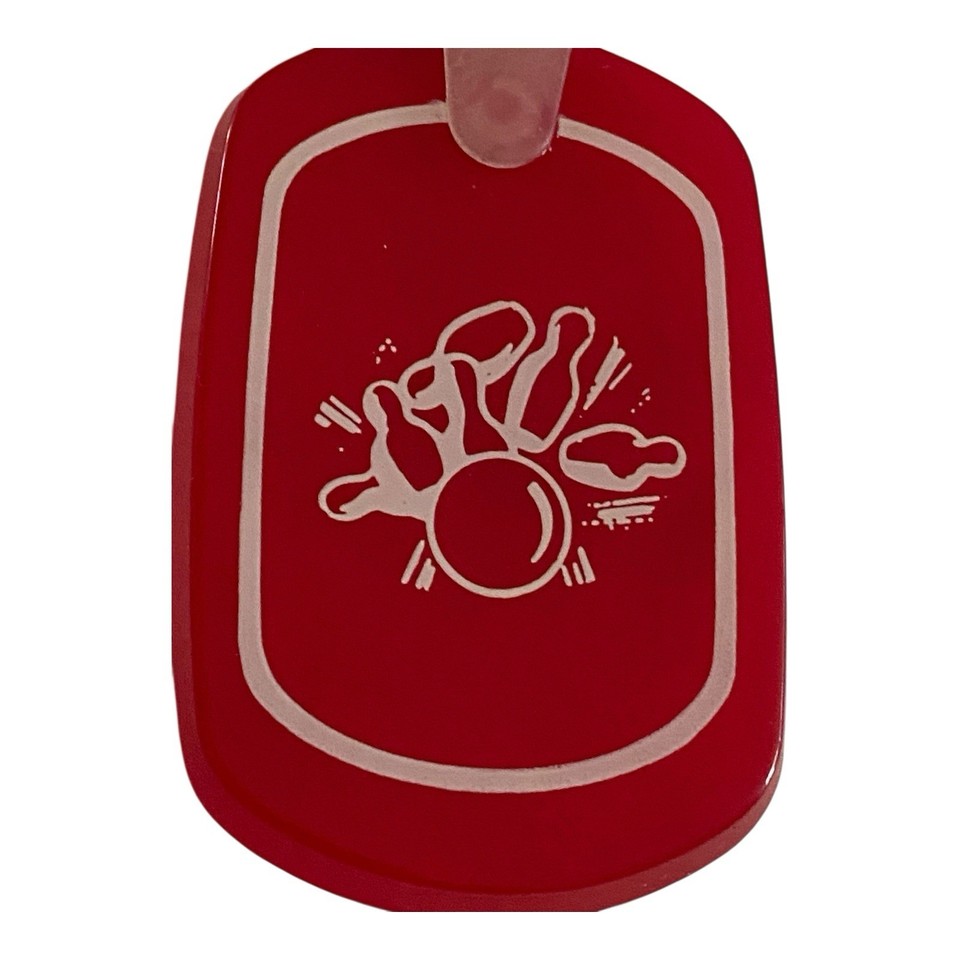 Vintage Red Rubber Bowling Ball Pins Keyring Keychain Bowl Alley Lanes ...