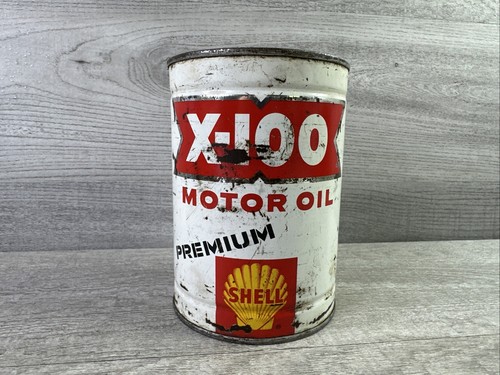 Vintage Metal 1 Qt Shell X-100 Premium Motor Oil Can FULL 10W-30 | eBay
