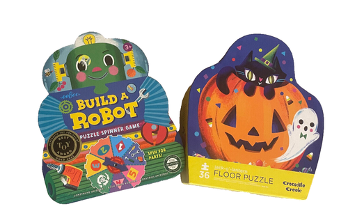Lot of 2 Build a Robot Spinner Game & Jack-O -Lantern Floor Puzzle, 3 ...