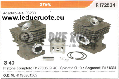41190201202 Kit Cylinder And Piston STIHL FS280 Brush Cutter Ø 40 | eBay